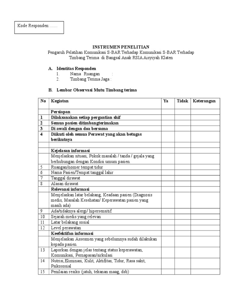 Instrumen Operan Dengan Sbar PDF Free | PDF