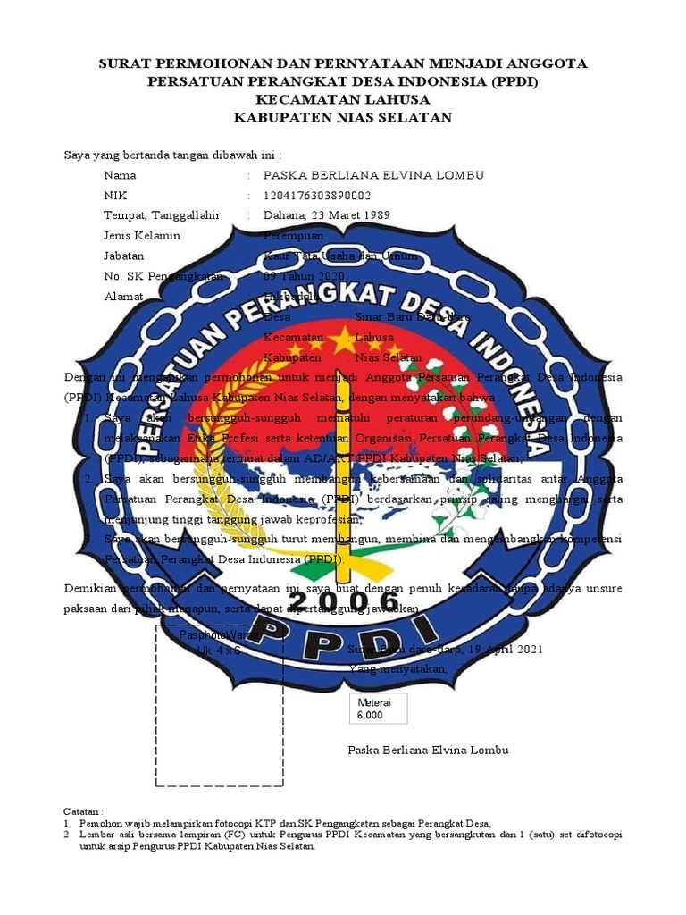 Formulir Pendaftaran Ppdi | PDF