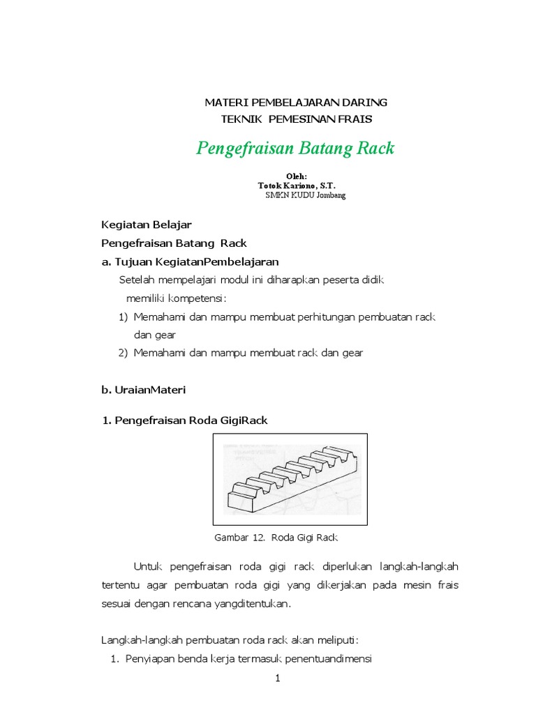 Proses Frais Pembuatan Batang Rack | PDF