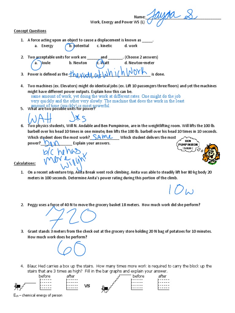 Jaidyn Smith - Work Energy and Power WS 2 24 | PDF | Science & Mathematics