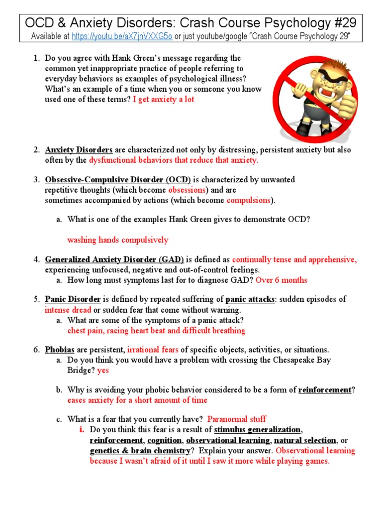 Crash Course Psychology 29 OCD and Anxiety Disorders | PDF