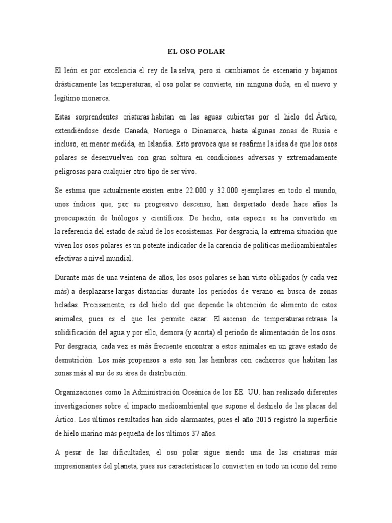Oso Polar: Características y Amenazas | PDF | Oso polar | Ártico