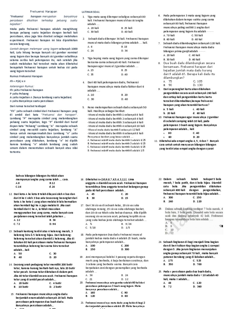 Frekuensi Harapan Peluang Kelas 8 | PDF