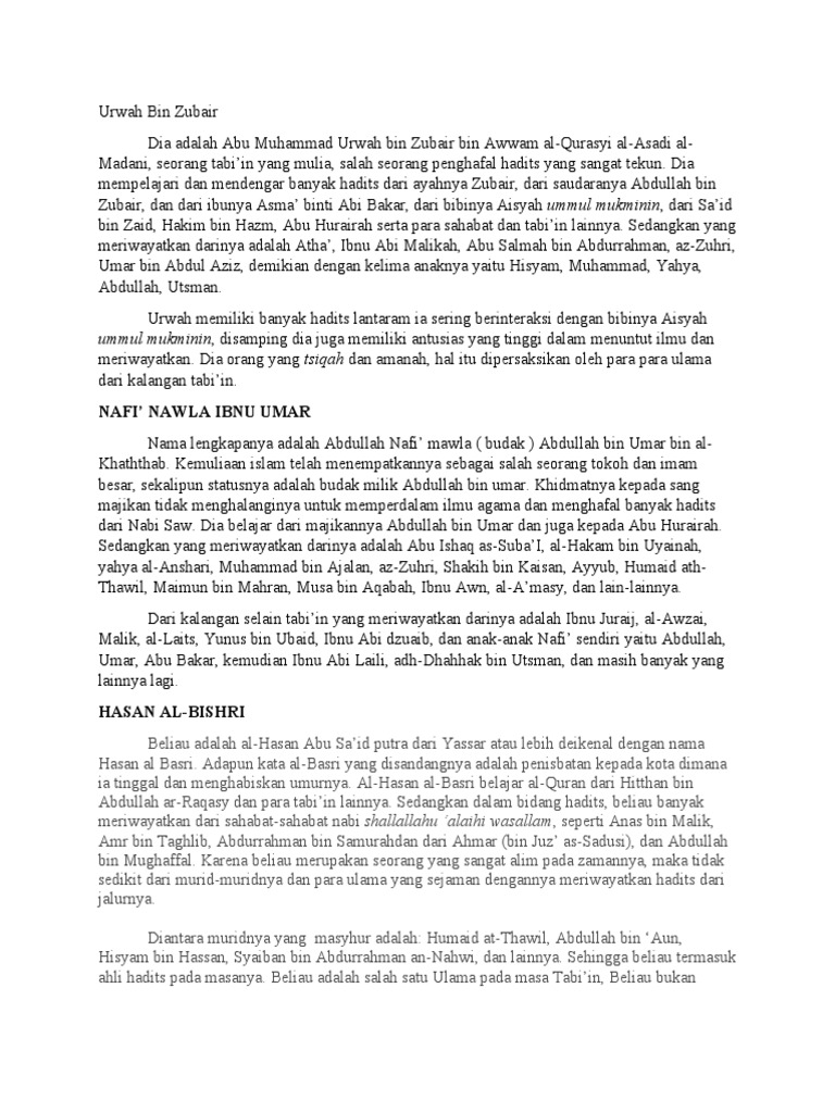 Urwah Bin Zubair | PDF