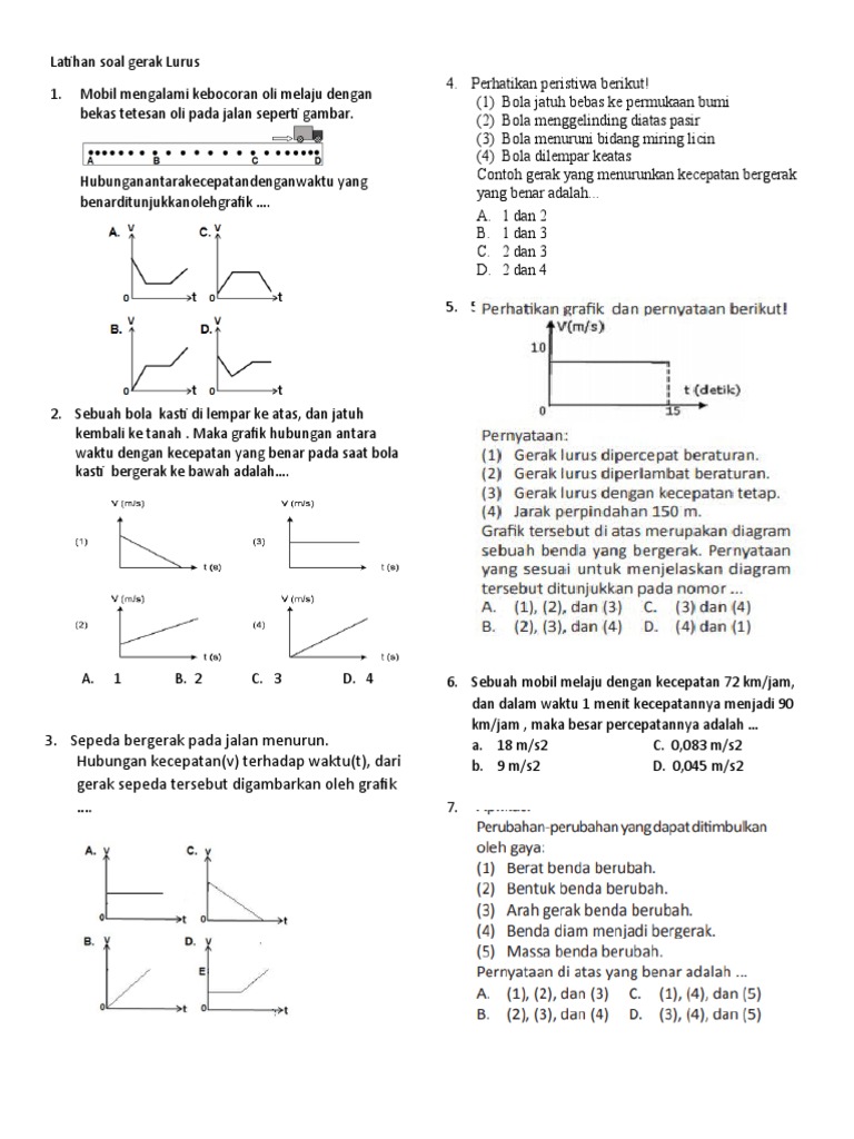 Latihan Soal Gerak Lurus dan GLBB | PDF