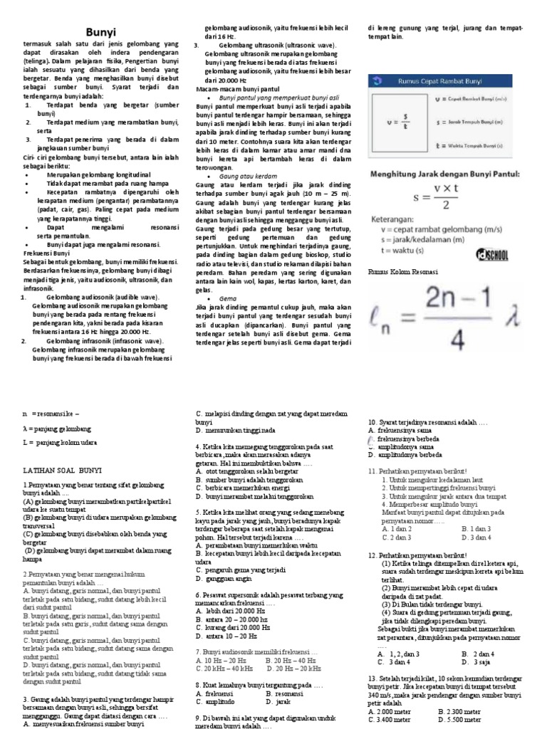 Latihan Soal Bunyi | PDF