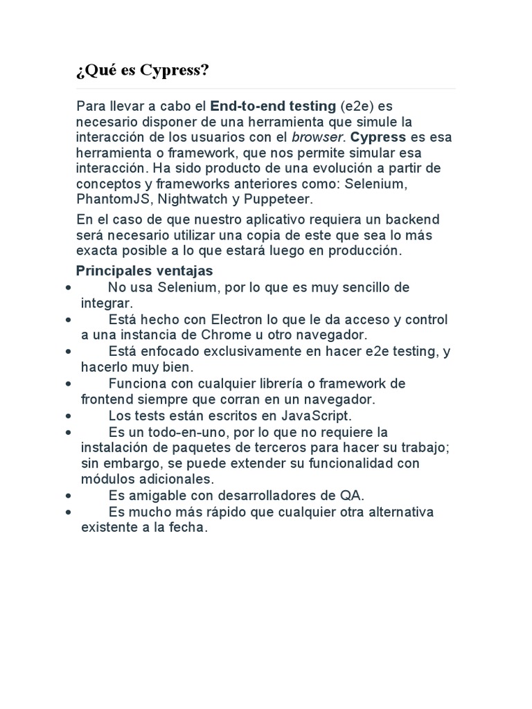Qué Es Cypress | PDF | Selenio (software) | Arquitectura de software