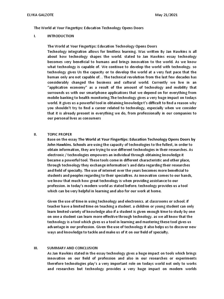 The World at Your Fingertips | PDF | Educational Technology | Teachers