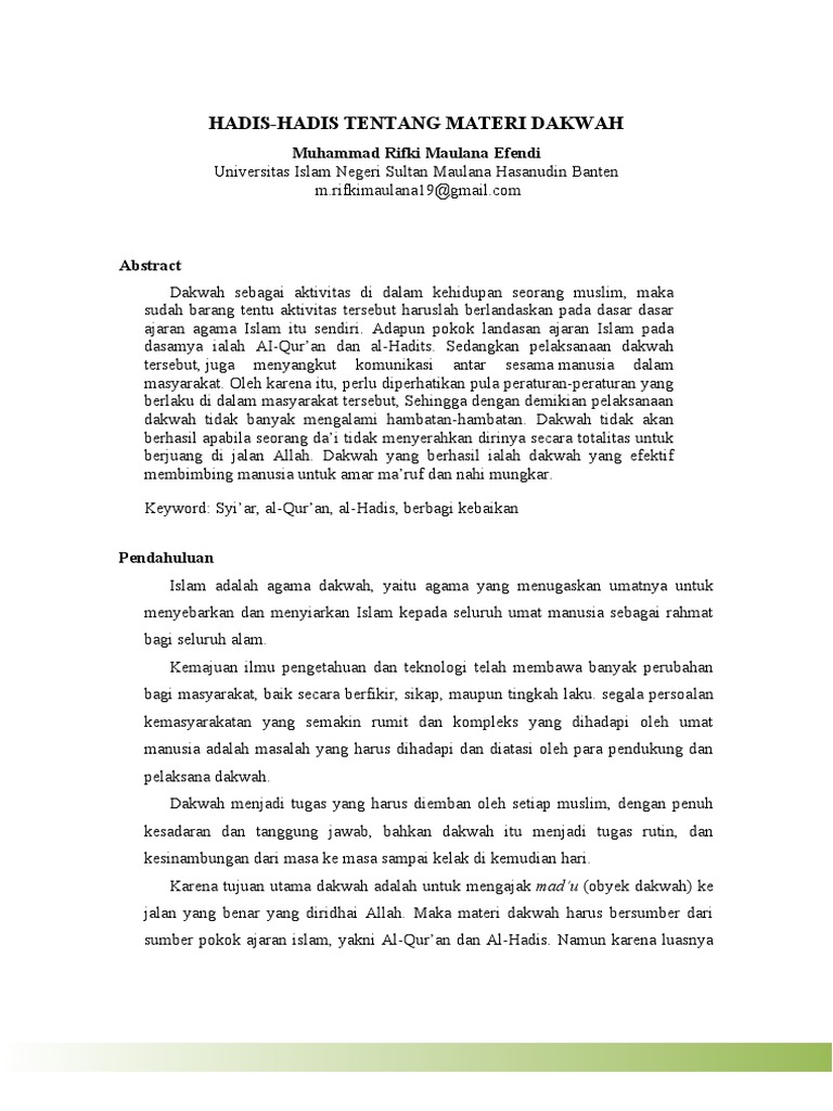 Hadis Hadsi Tentang Materi Dakwah | PDF