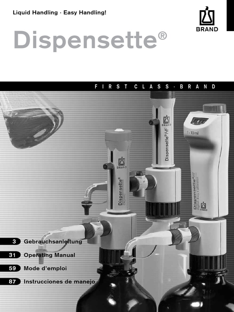 Dispensette III Brand | PDF | Tetrahydrofuran | Calibration