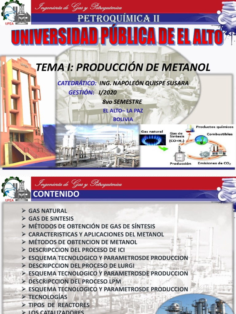 Tema I. Produccion de Metanol | PDF | Catálisis | Metano