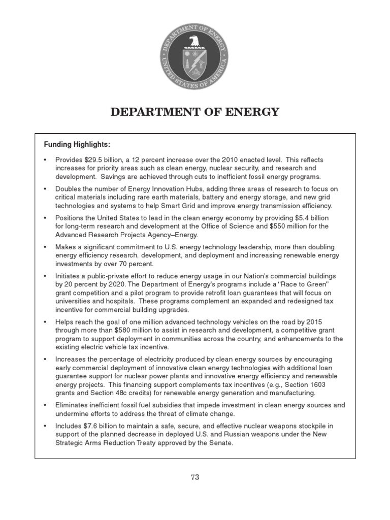 2021 DOE Budget: Clean Energy Investments | PDF | United States ...