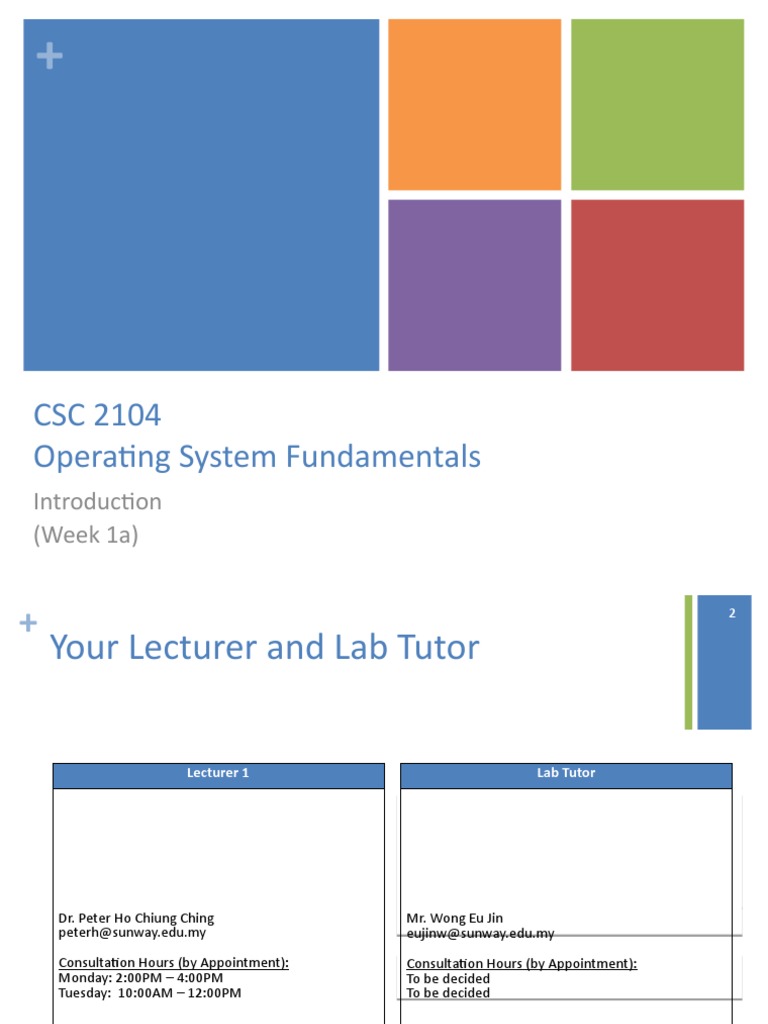 CSC 2104 Operating System Fundamentals: (Week 1a) | PDF | Operating System | Process (Computing)