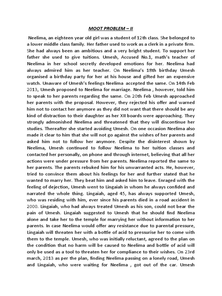 Moot Problem - Ii | PDF | Acquittal | Crime & Violence