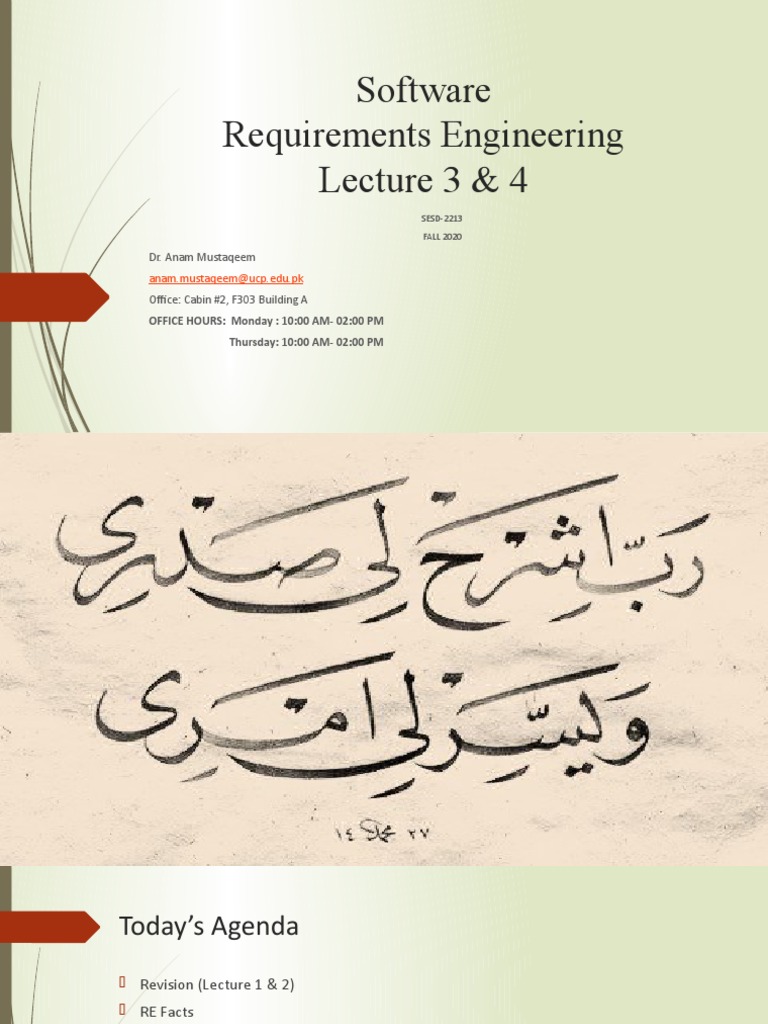 Software Requirements Engineering Lecture 3 & 4: Dr. Anam Mustaqeem | PDF | Specification ...