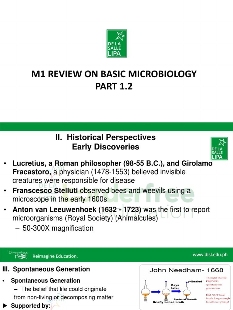 M1 Review On Basic Microbiology | PDF | Louis Pasteur | Microorganism