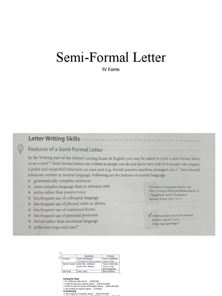 Semi-Formal Letter: IV Form | PDF