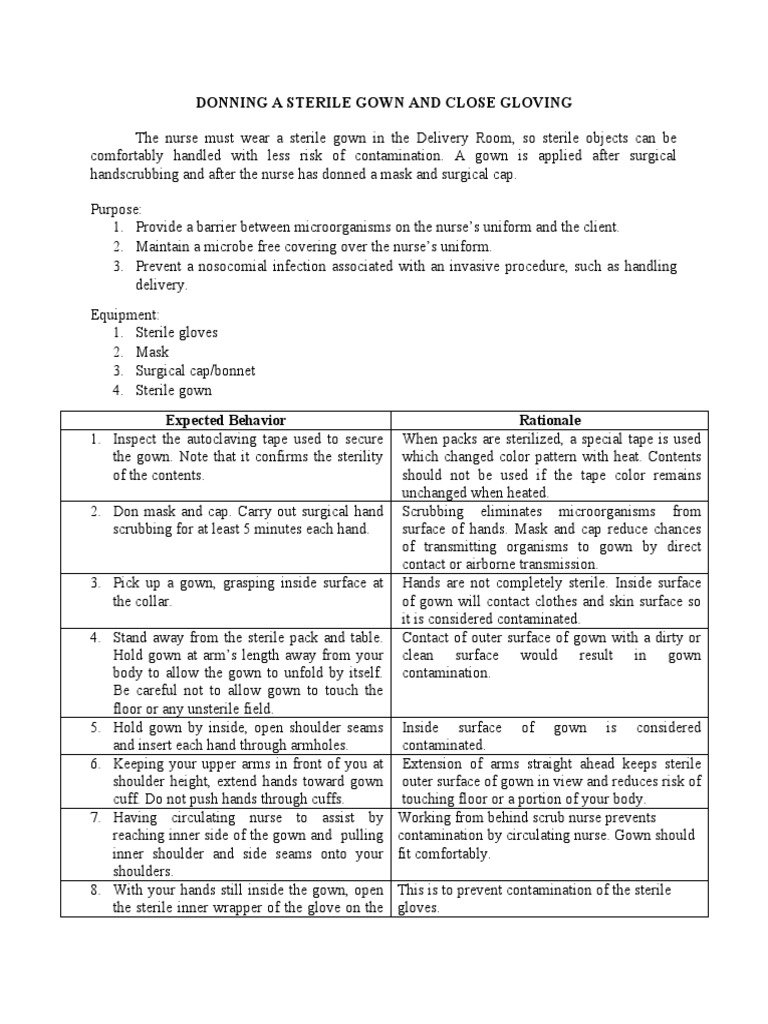 Sterile Gowning and Closed Gloving Guide | PDF | Hand | Glove