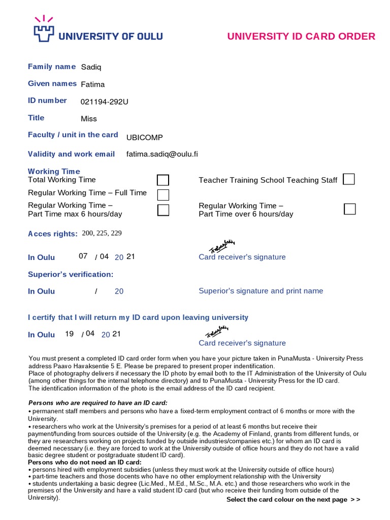 University ID Card Ordering Process | PDF | Identity Document | Business