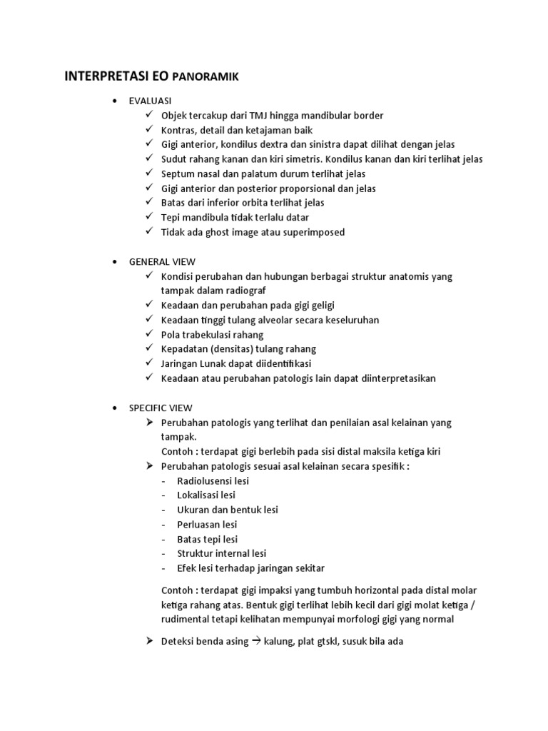 Interpretasi Radiografi Panoramik | PDF | Seni & Disiplin Bahasa ...