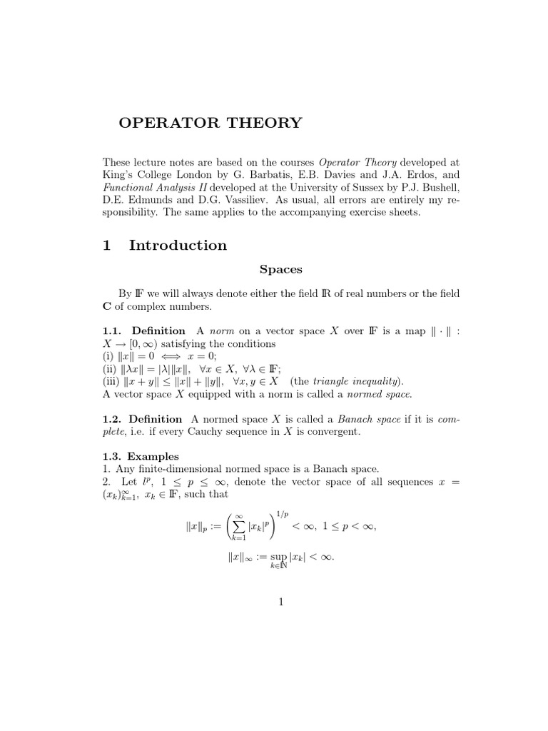 Pub Operator-Theory | PDF | Operator (Mathematics) | Banach Space
