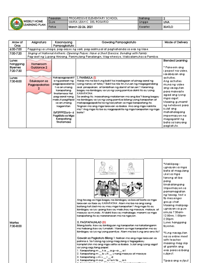 WHLP Grade 2 Q3 Week 1 | PDF