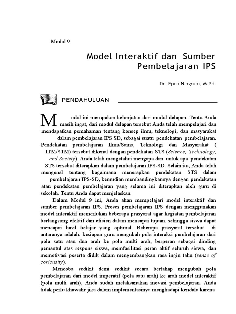 Model Interaktif Dan Sumber Pembelajaran Ips | PDF