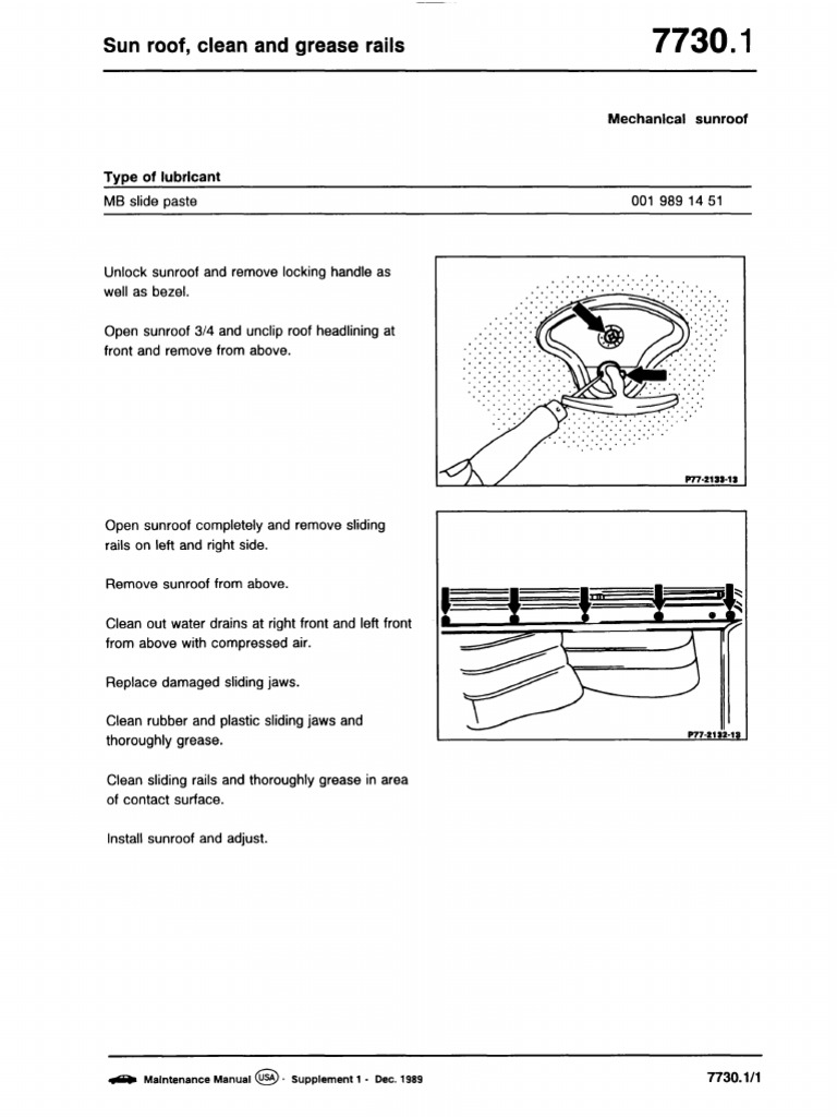 Mercedes Sunroof, Clean & Grease Rails | PDF