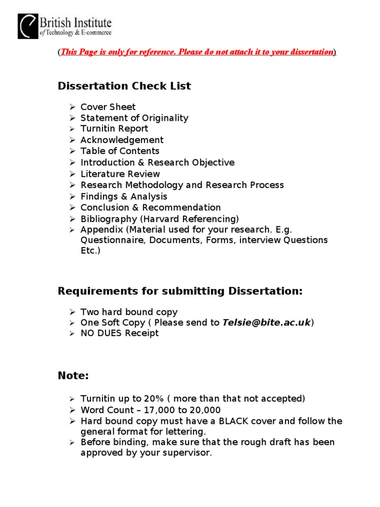 Dissertation Checklist | PDF