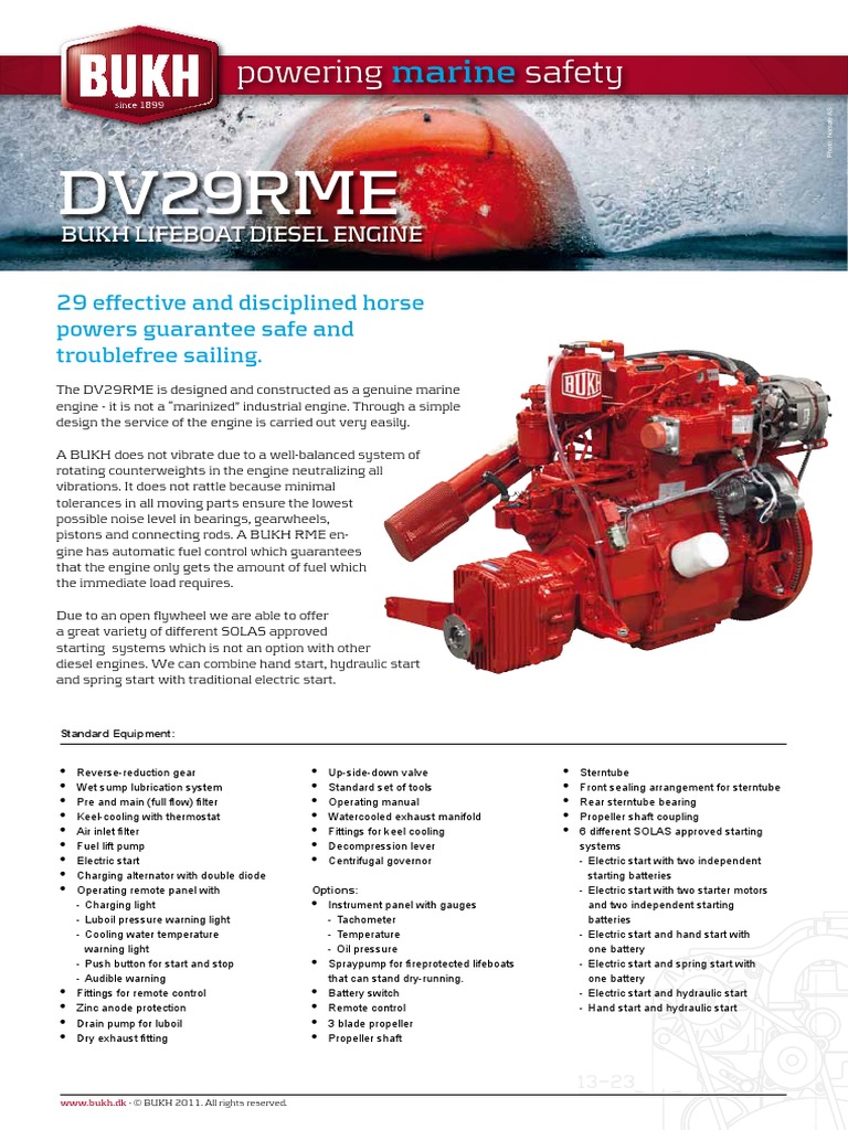 Dv29Rme: Bukh Lifeboat Diesel Engine | PDF | Engines | Machines