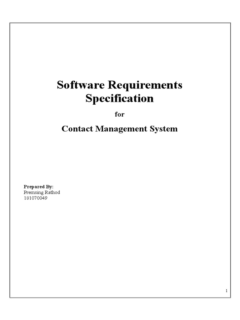 Srs - Se (Contact Management System) | PDF | Hypertext Transfer ...