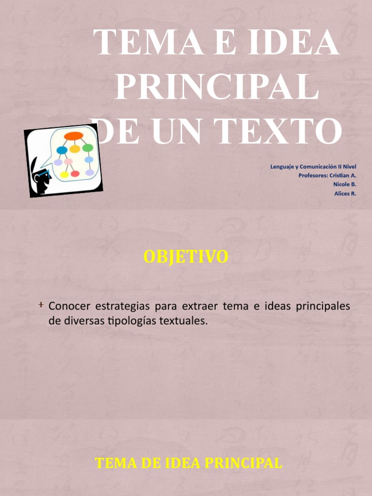 Tema e Idea Principal de Un Texto - II Nivel | PDF | Vida ...