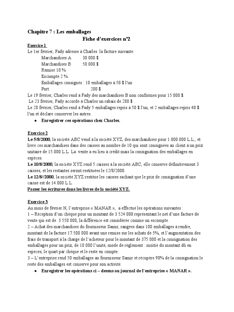 Chap 7 bt2 Fiche D'exercices | PDF