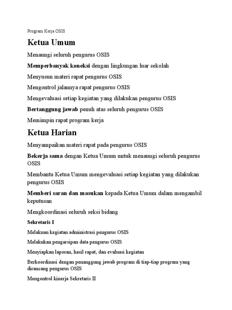 Program Kerja OSIS SMP | PDF