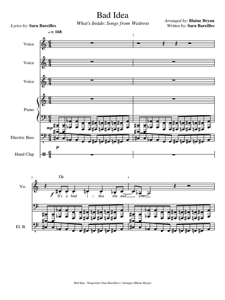 Bad Idea: What's Inside: Songs From Waitress | PDF