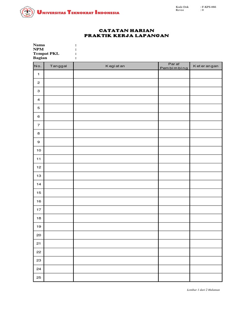 Catatan Harian PKL | PDF