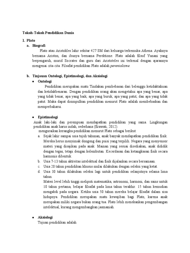 Tokoh-Tokoh Pendidikan Serta Aspek Ontologi, Epistimologi, Dan ...