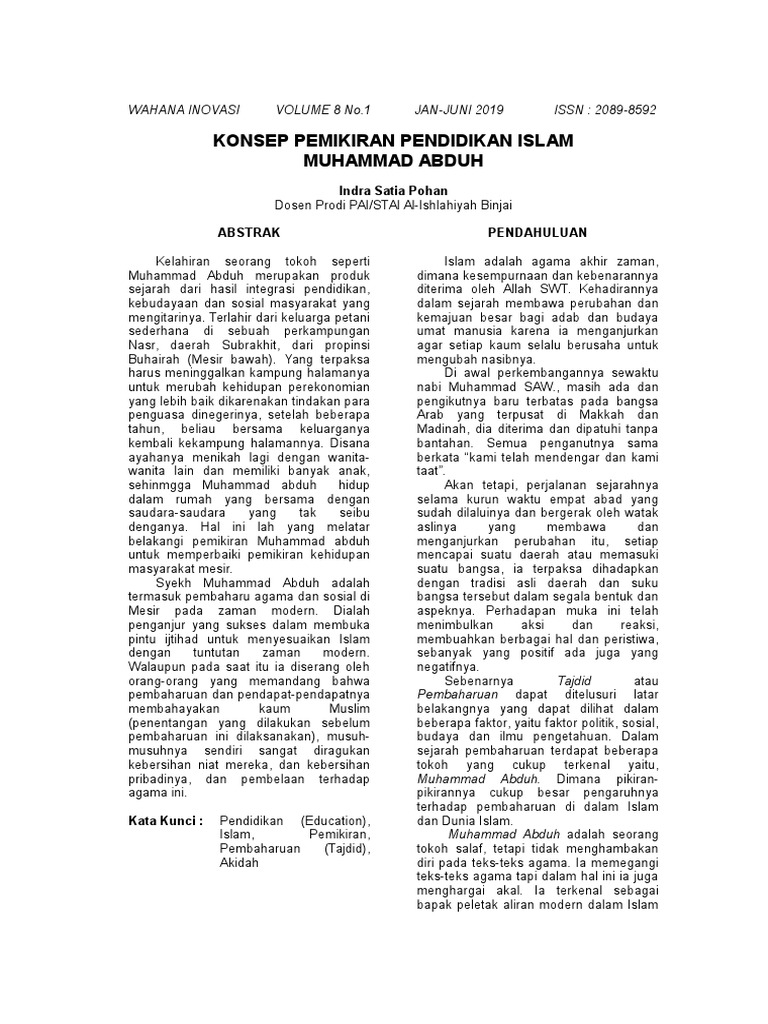 06 Konsep Pemikiran Pendidikan Islam Muhammad Abduh | PDF | Ilmu Sosial | Agama & Spiritualitas