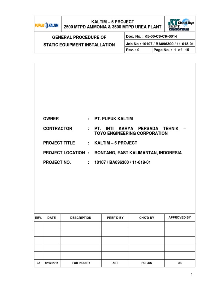 General Procedure For Static Equipment | PDF | Structural Steel | Concrete