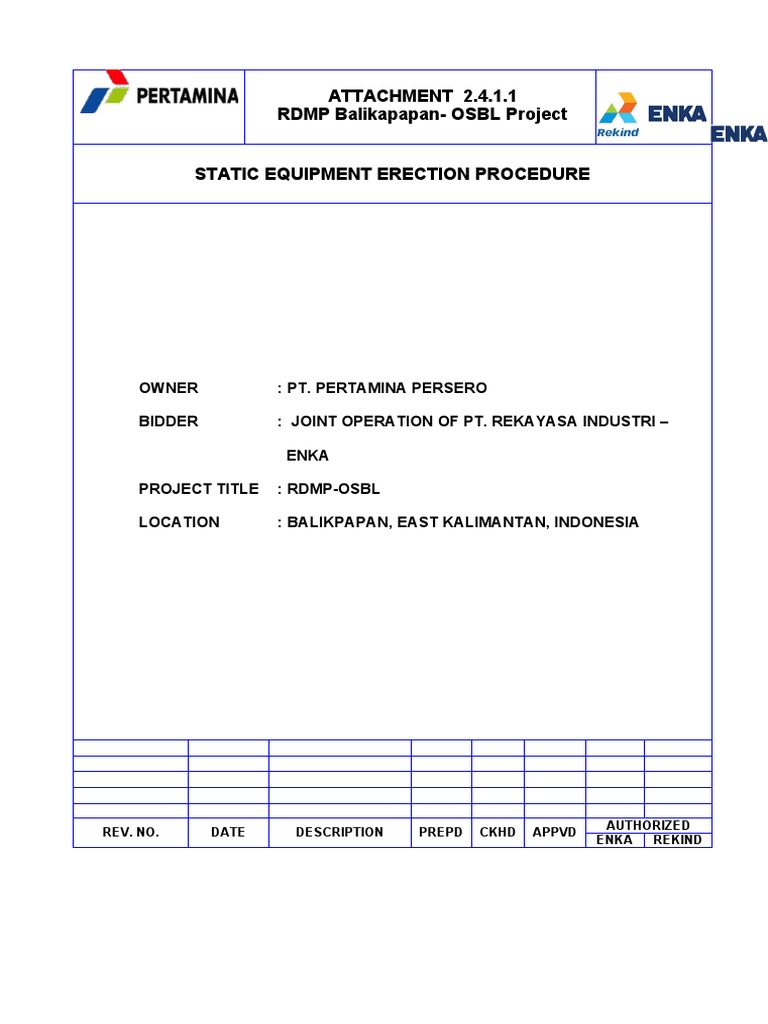 Static Equipment Installation Procedures for the RDMP-OSBL Project ...