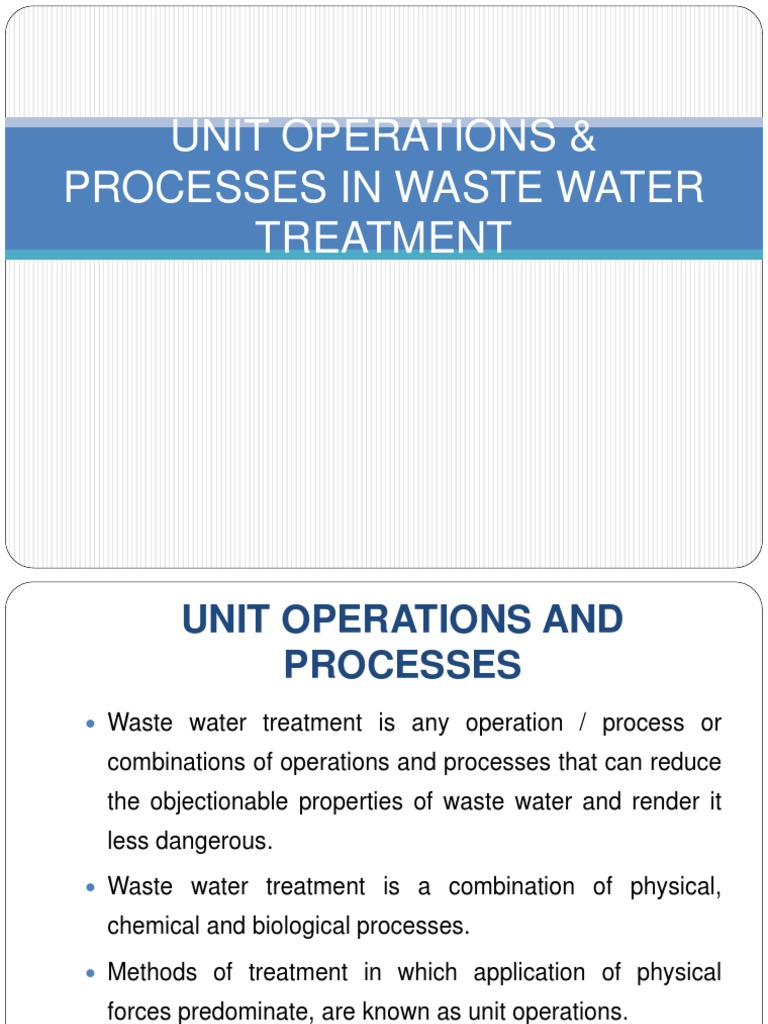 Unit Operations & Processes in Waste Water Treatment | PDF | Sewage ...