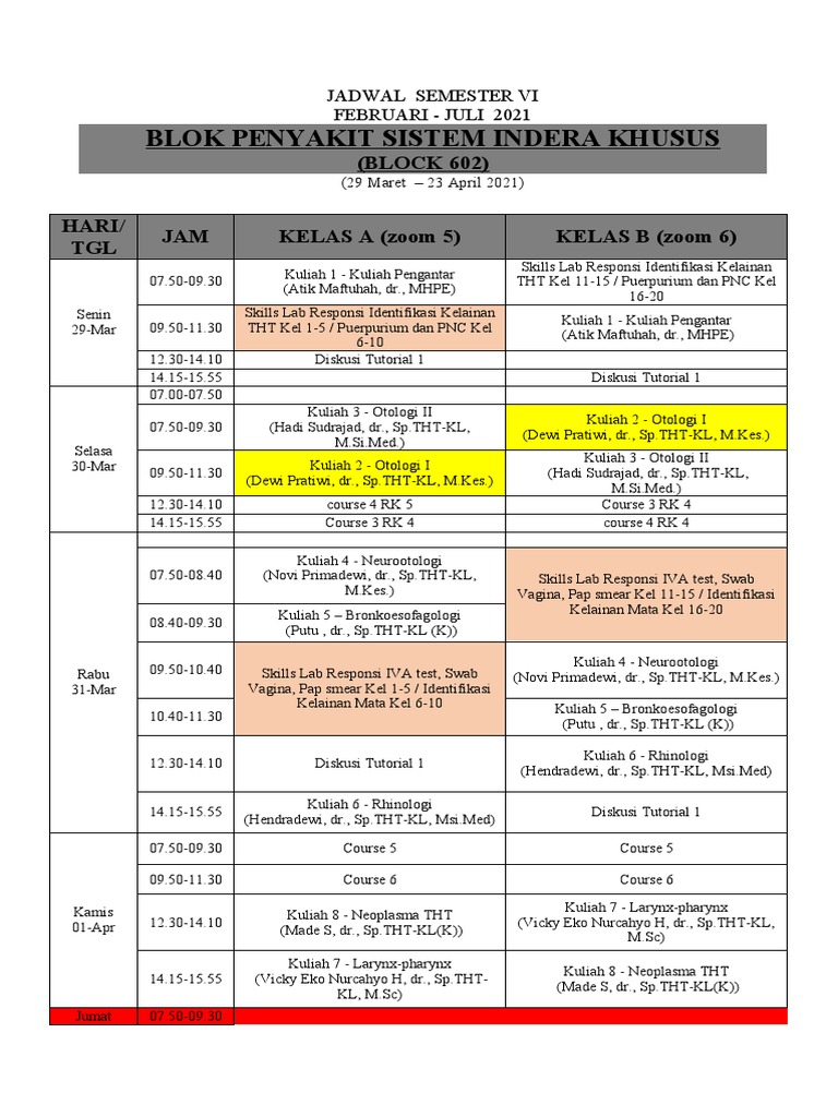 Jadwal Blok 6.2 | PDF