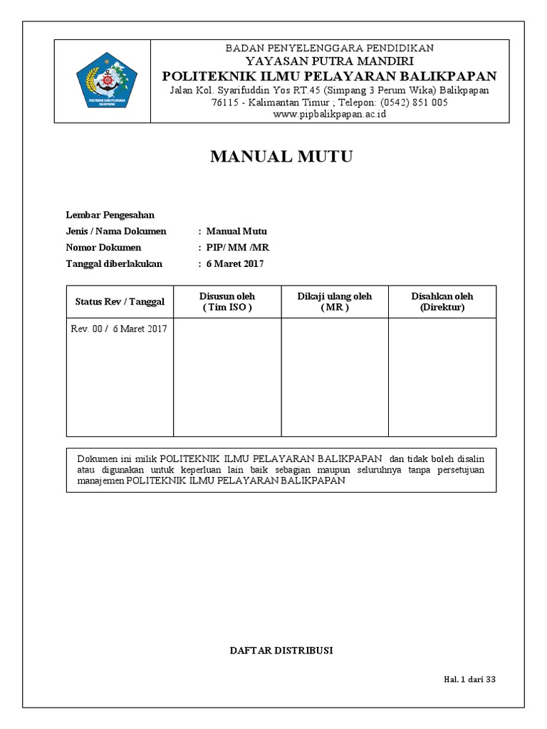 Manual Mutu Iso 9001 2015 New | PDF