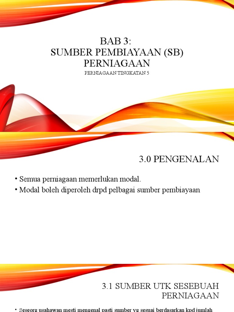 Bab 3 Sumber Pembiayaan Perniagaan 2 | PDF