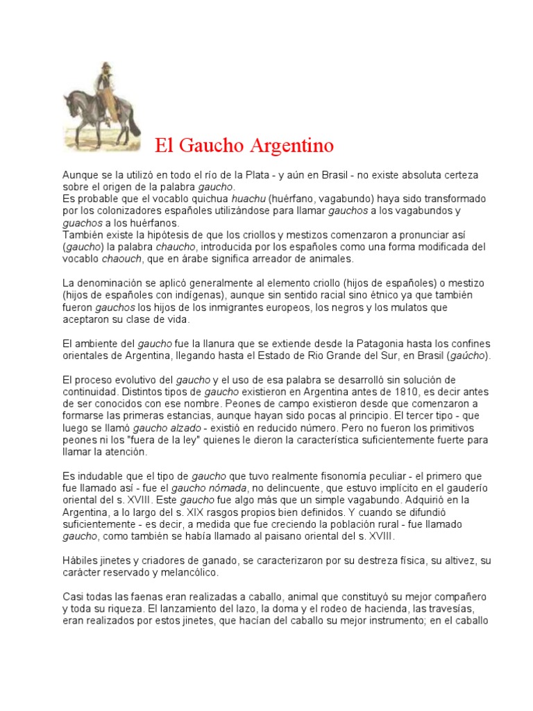 El Gaucho Argentino | Agricultura | Imperio español