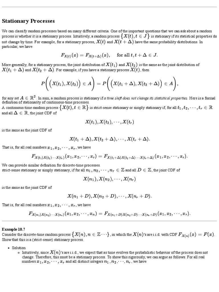 1.stationary Processes | PDF | Stationary Process | Stochastic Process