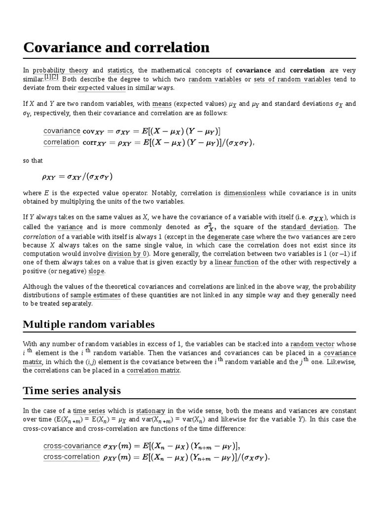 Covariance and Correlation: Multiple Random Variables | PDF | Covariance | Variance