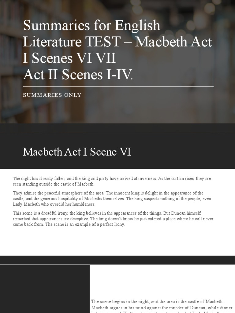 All Summary Macbeth Act 1 Scene VI - Act 2 Scene IV | PDF | Macbeth ...