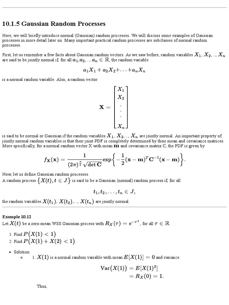 6.gaussian Random Processes | PDF | Covariance Matrix | Stationary Process