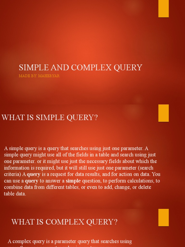 Simple and Complex Query | PDF